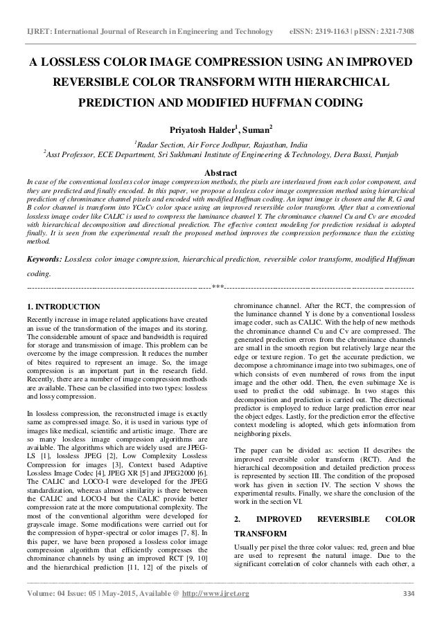 An Improved Lossless Image Compression Algorithm Loco R Pdf